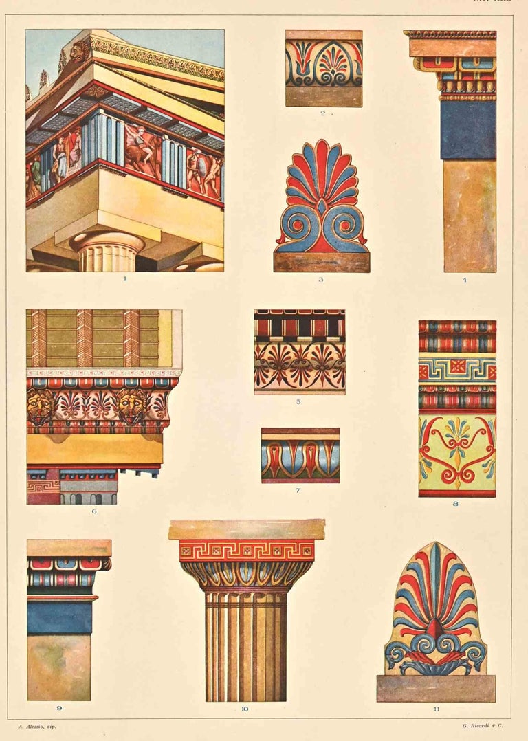 Decorative Motifs- Greek - Chromolithograph after A. Alessio For Sale ...
