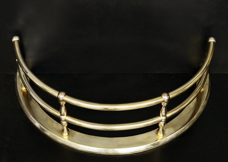 Architectural Railed Brass Half Round Fender For Sale at 1stDibs