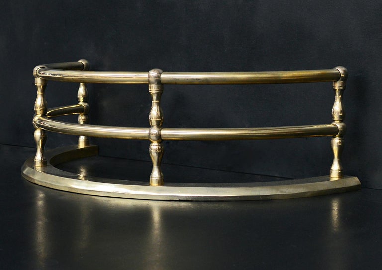Architectural Railed Brass Half Round Fender For Sale at 1stDibs