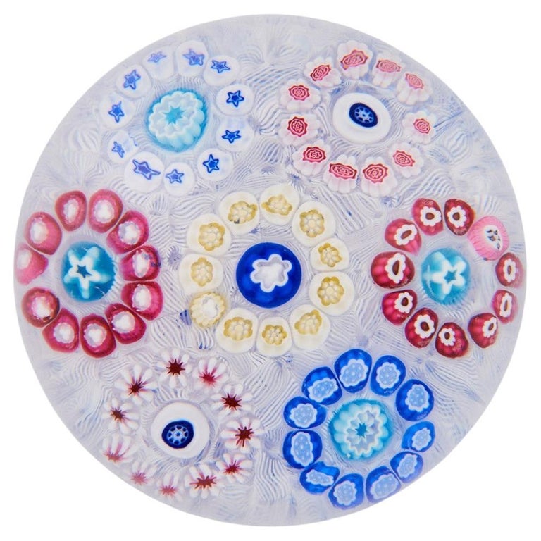 Baccarat Millefiori Garland on Muslin Ground Paperweight, 1973 For Sale ...