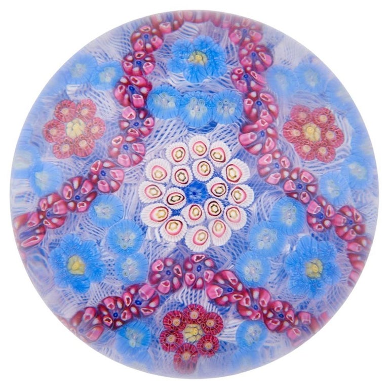Baccarat Trefoil Millefiori Garland Paperweight, 1971 For Sale at 1stDibs