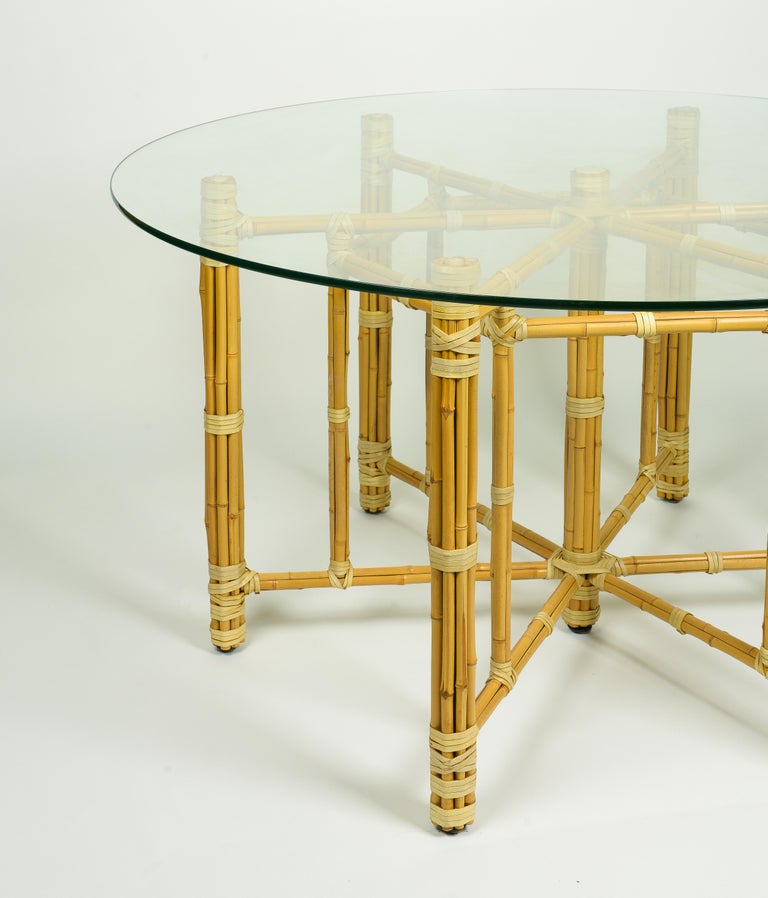 Bamboo and Glass Round Dining Table For Sale at 1stDibs