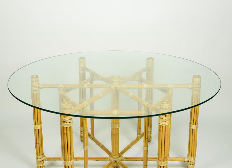 Bamboo and Glass Round Dining Table For Sale at 1stDibs