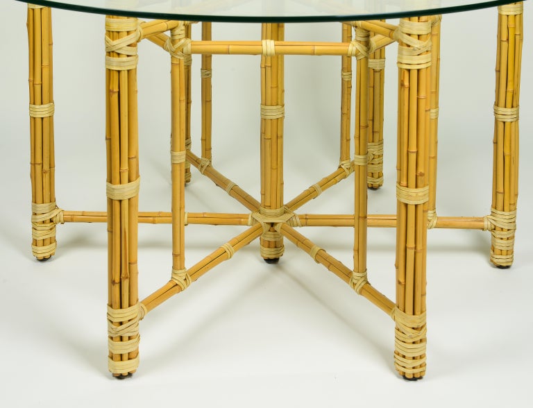 Bamboo and Glass Round Dining Table For Sale at 1stDibs