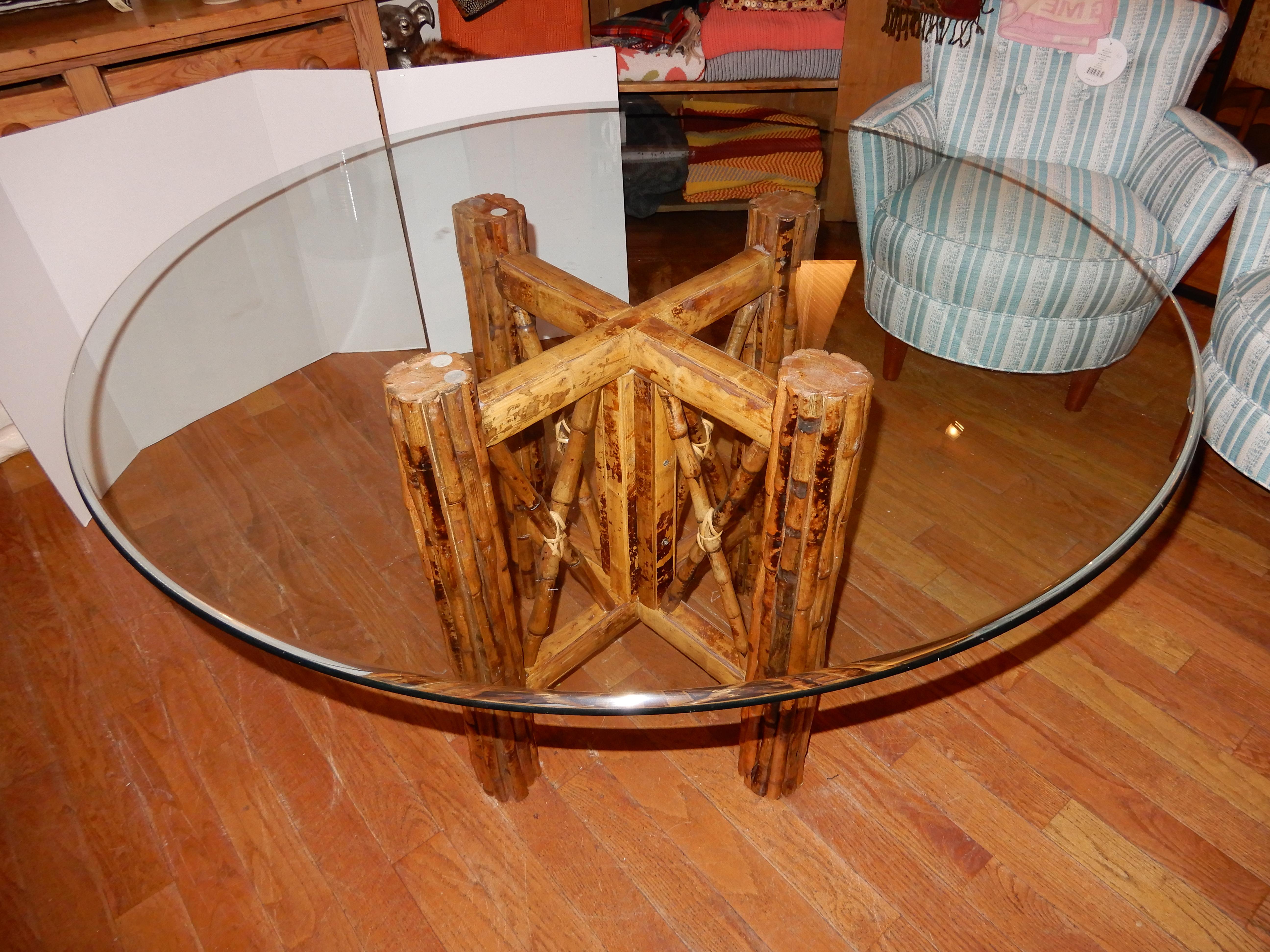 Bamboo and Glass Top Dining or Center Table at 1stDibs | bamboo glass ...
