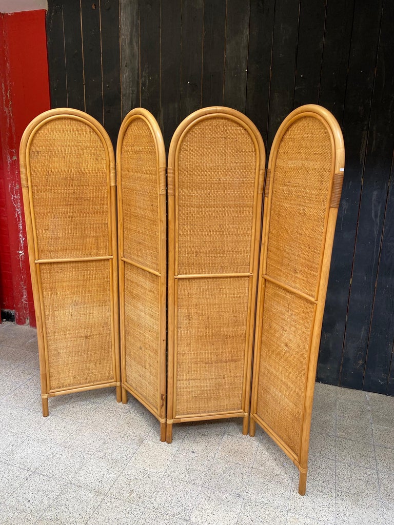 Bamboo and Rattan Screen circa 1970 For Sale at 1stDibs