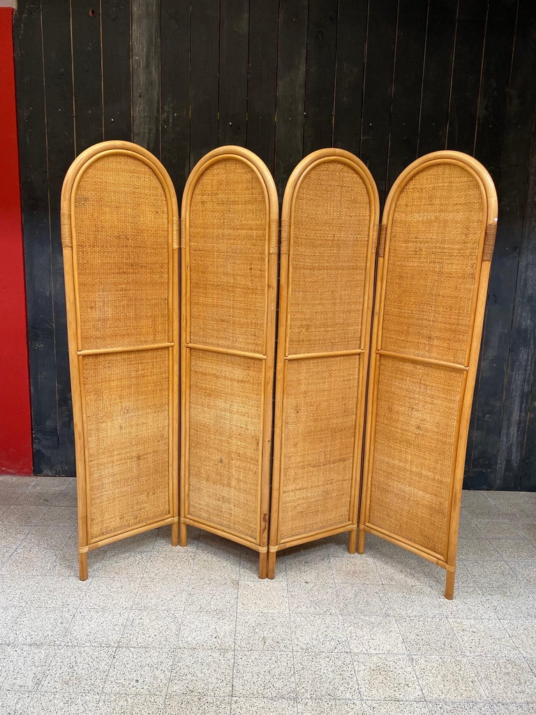 Bamboo and Rattan Screen circa 1970 For Sale at 1stDibs