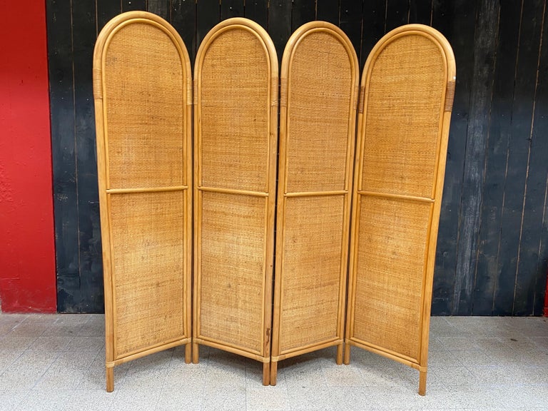 Bamboo and Rattan Screen circa 1970 For Sale at 1stDibs