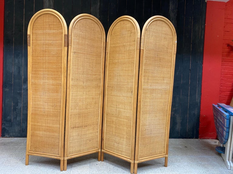 Bamboo and Rattan Screen circa 1970 For Sale at 1stDibs