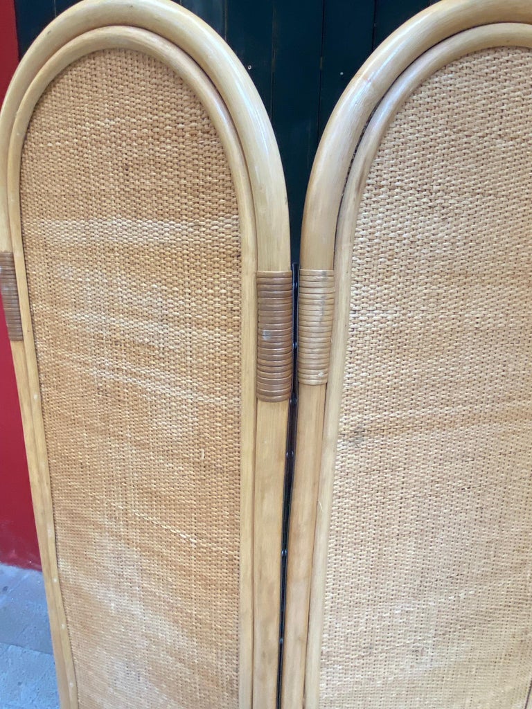 Bamboo and Rattan Screen circa 1970 For Sale at 1stDibs