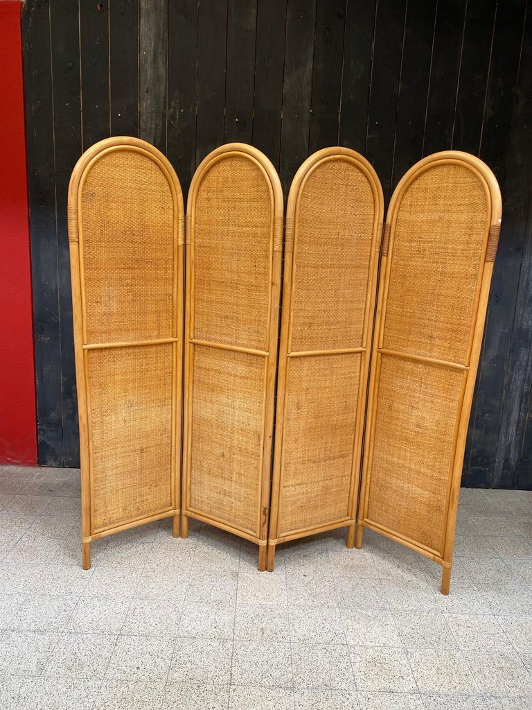 Bamboo and Rattan Screen circa 1970 For Sale at 1stDibs