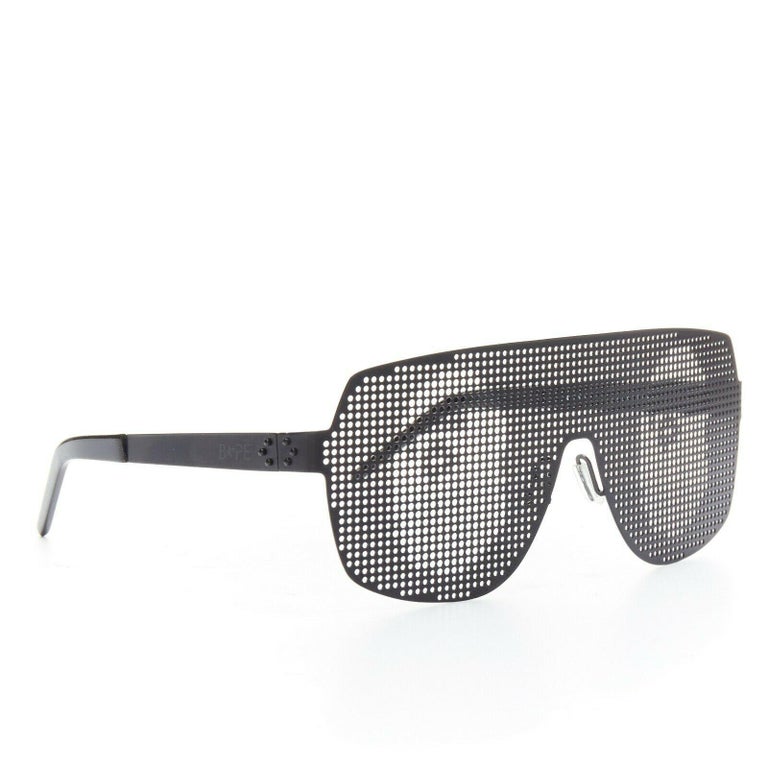 A BATHING APE BAPE black metal dotted shutter shades kanye sunglasses ...