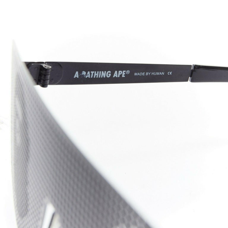 A BATHING APE BAPE black metal dotted shutter shades kanye sunglasses ...