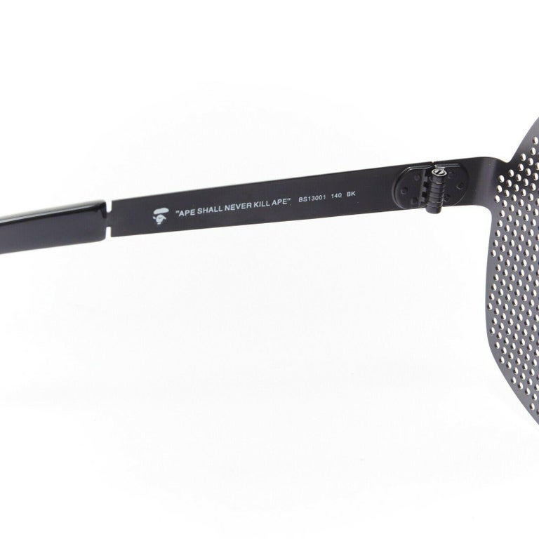 A BATHING APE BAPE black metal dotted shutter shades kanye sunglasses ...