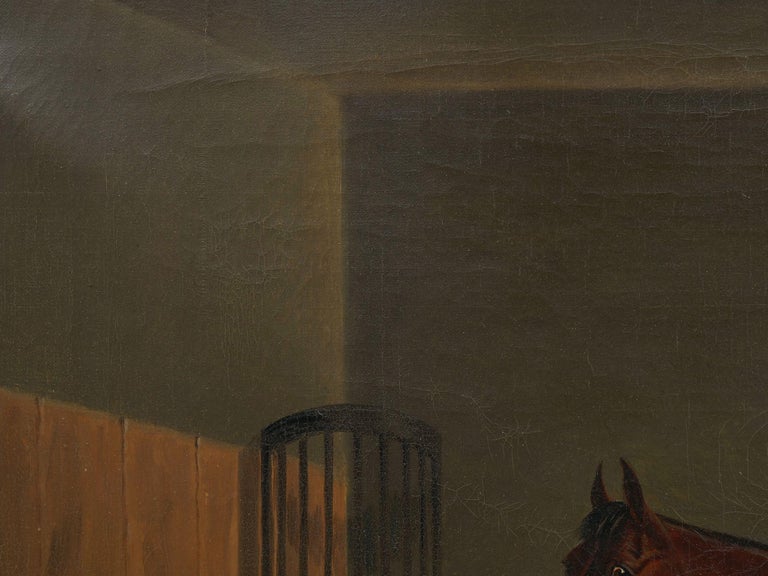 “A Bay Racehorse in Stable” '1832' Antique English Painting by James ...