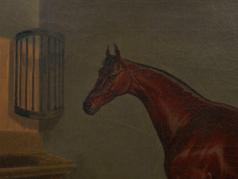 “A Bay Racehorse in Stable” '1832' Antique English Painting by James ...