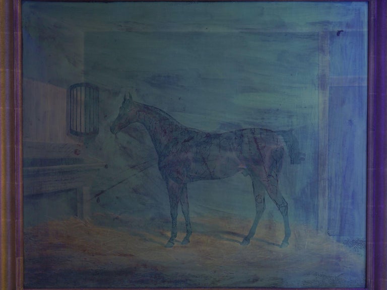 “A Bay Racehorse in Stable” '1832' Antique English Painting by James ...