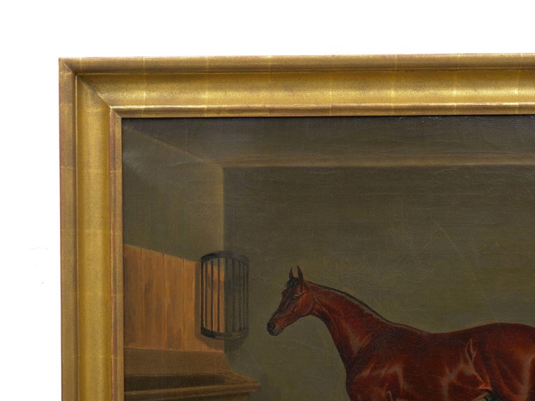 “A Bay Racehorse in Stable” '1832' Antique English Painting by James ...