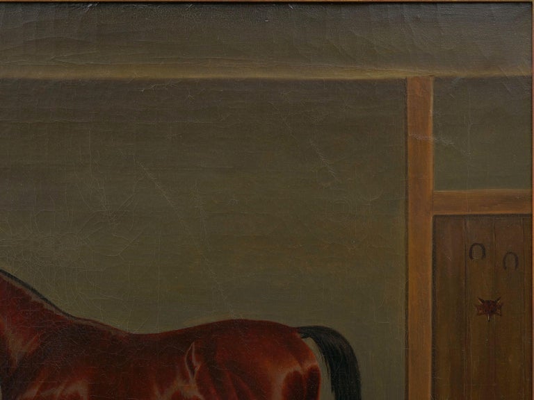 “A Bay Racehorse in Stable” '1832' Antique English Painting by James ...