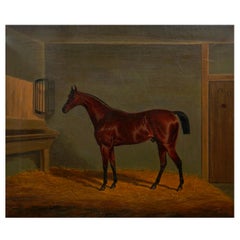 “Hunters in Stable” Antique English Oil Paintings of Horses, Set of 7 ...