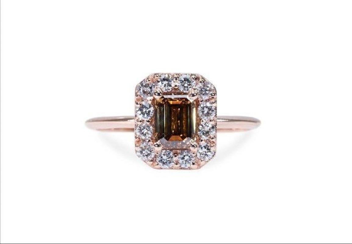 Bellissimo anello aureola in oro rosa 18k con diamanti naturali da 1,06 ...