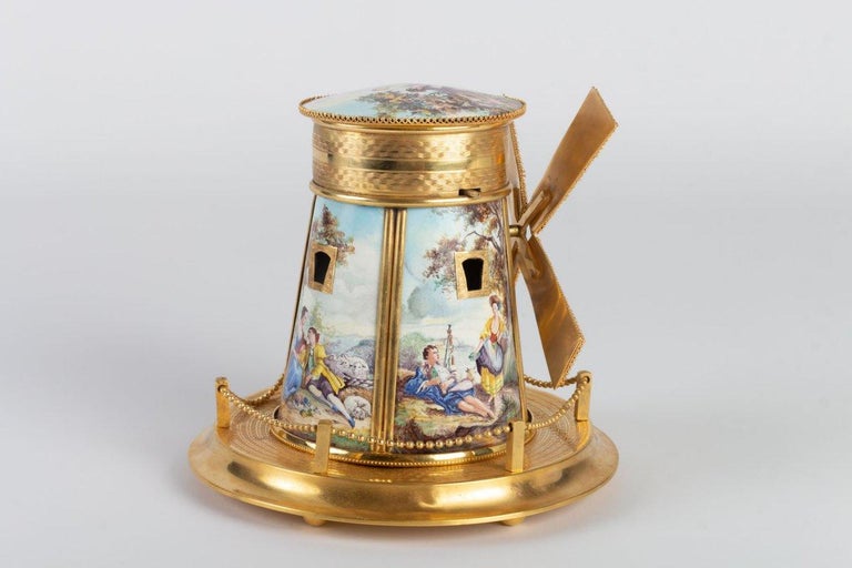 Beautiful Bronze Windmill Music Box For Sale at 1stDibs