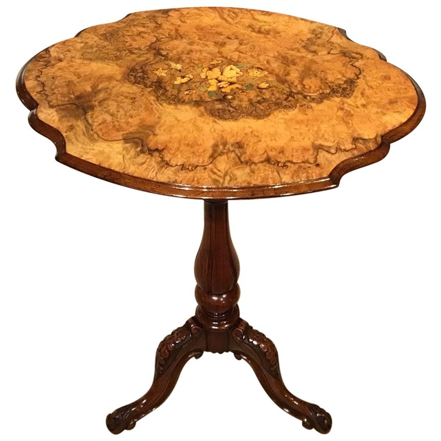 Beautiful Burr Walnut Victorian Period Occasional Table For Sale at 1stDibs