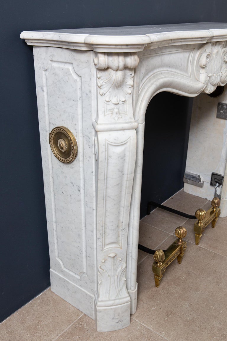 Beautiful French Antique Fireplace in Louis XV Style, Made of Carrara ...