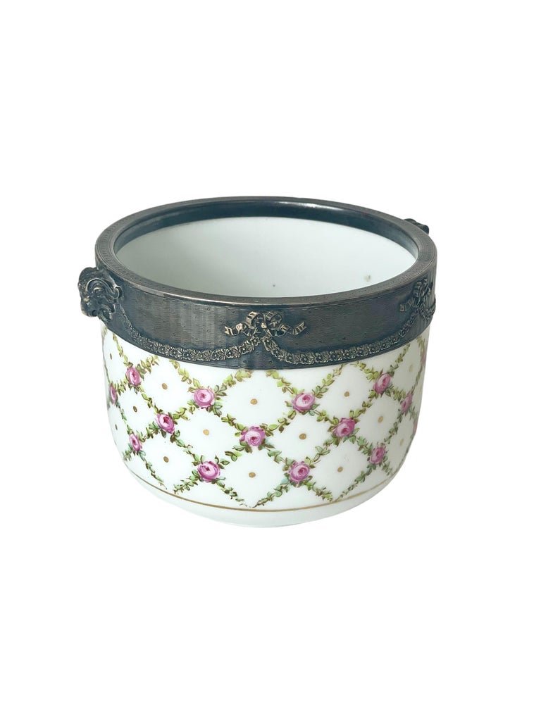 Louis XVI Style Cache Pot in Porcelain and Silver For Sale at 1stDibs