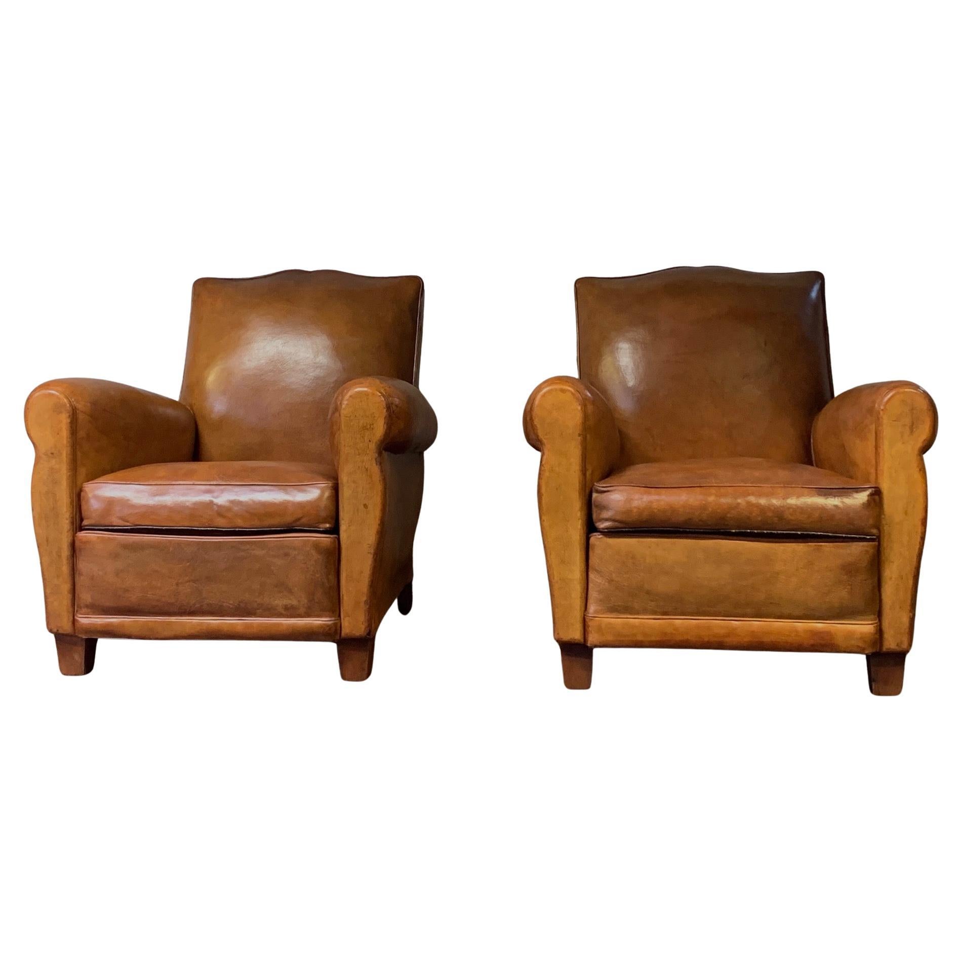 A Remarkable Pair of French Leather club Chairs, Cuban Lounge Models ...