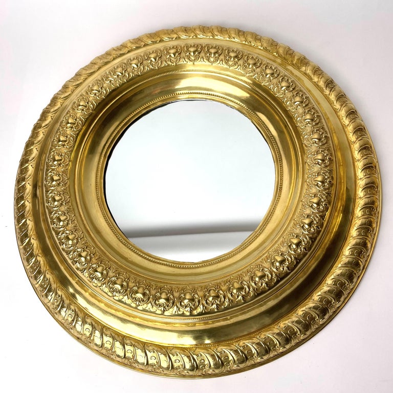 Beautiful Pair of Wall Mirrors in Brass from Late 19th Century For Sale ...