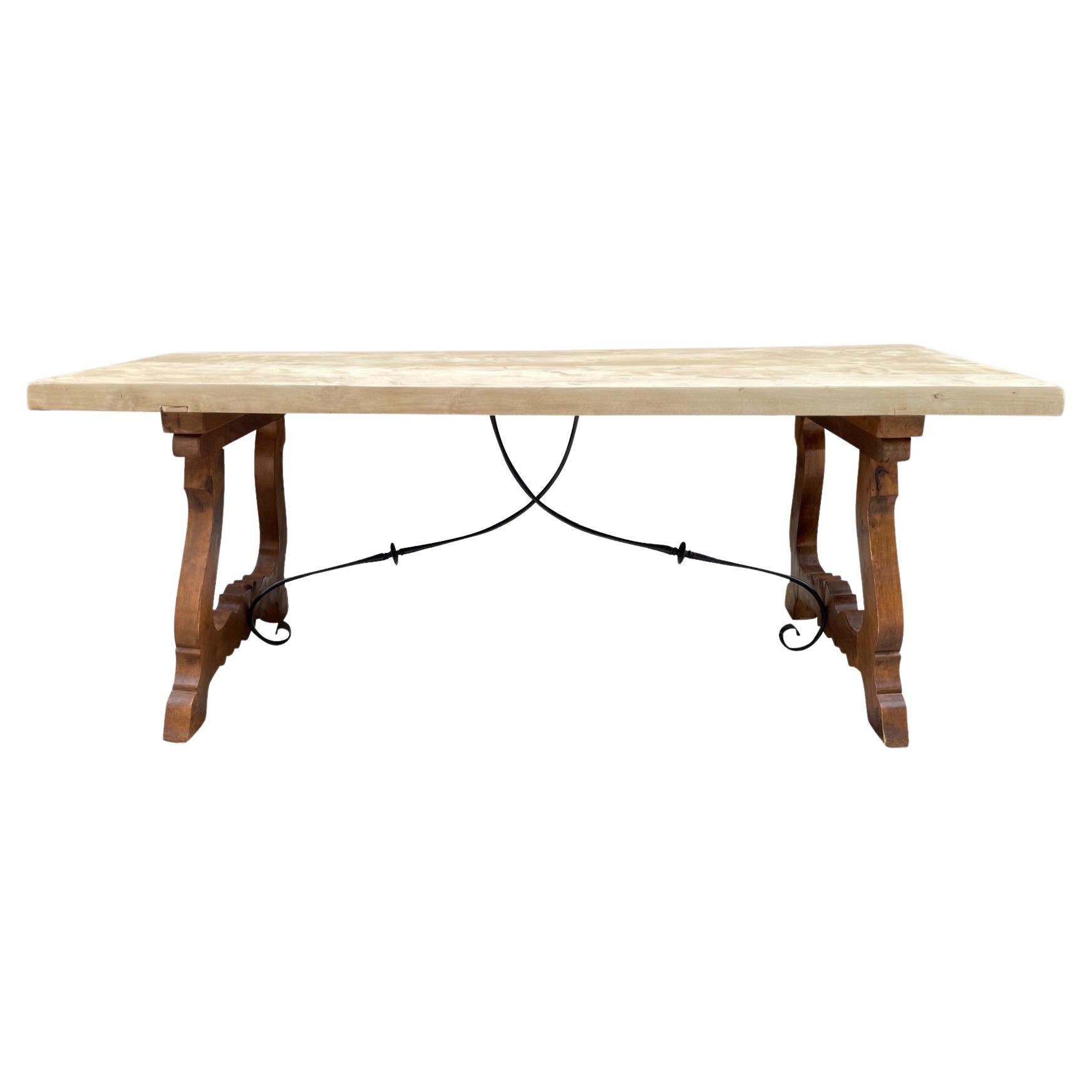 Large Rustic Oak Farmhouse Table with Thick Top at 1stDibs