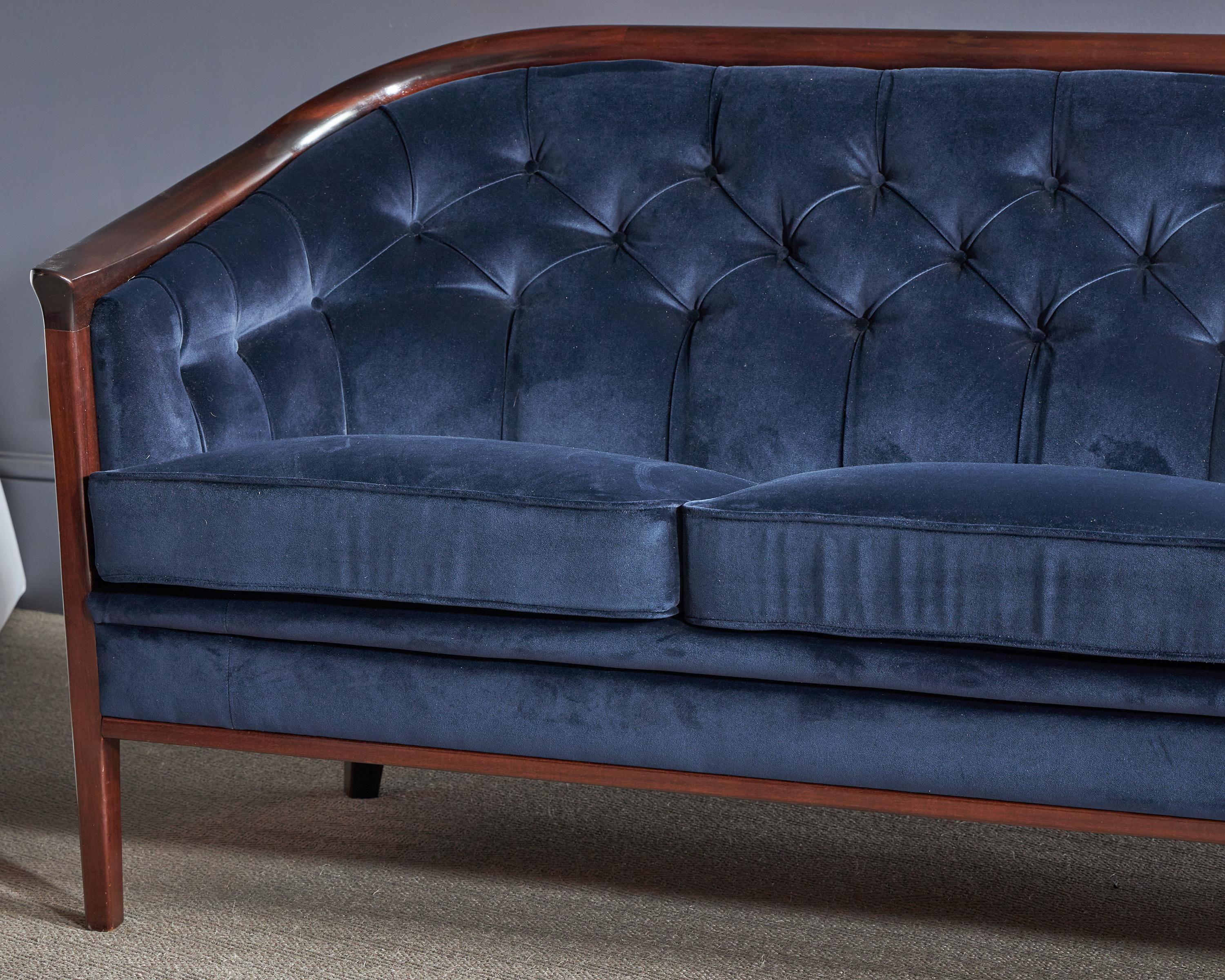 A Bertil Fridhagen Sofa in walnut and velvet circa 1960 For Sale at 1stDibs