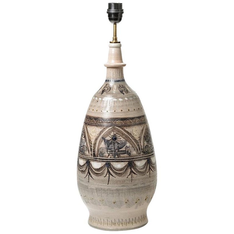 Big Ceramic Table Lamp Signed, circa 1960-1970 For Sale at 1stDibs