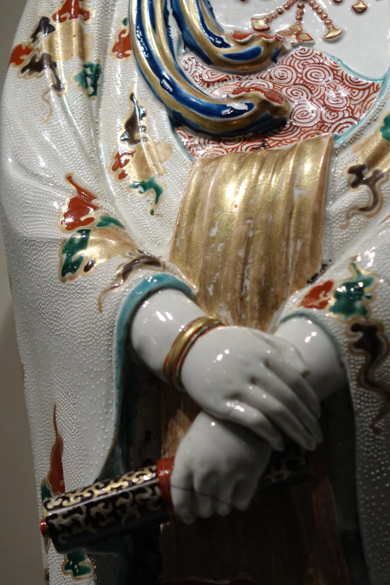 Big Statue of Kannon in Kutani Porcelain, Japan, Meiji Period, 19th ...