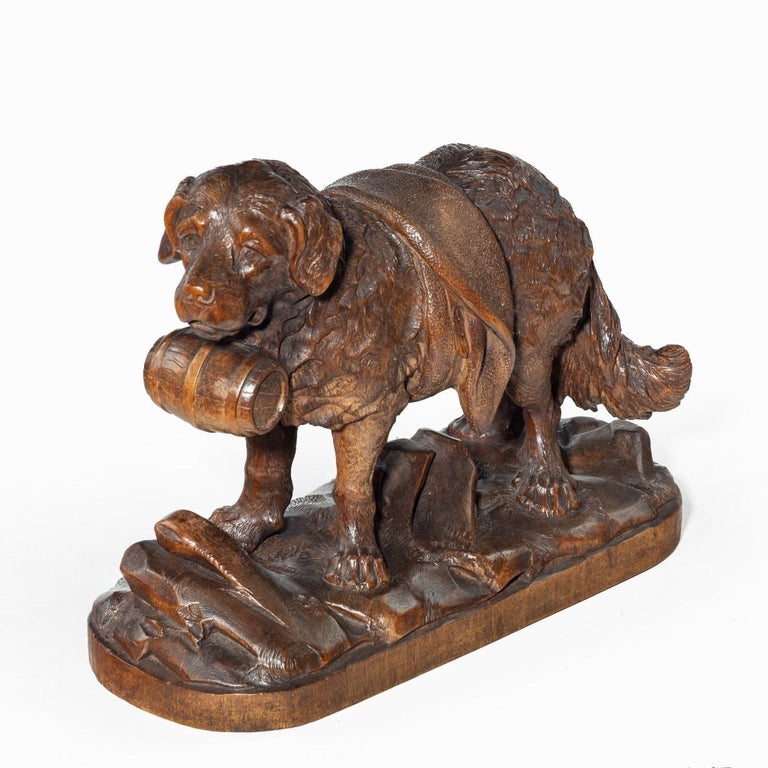 ‘Black Forest’ Carved Linden Wood Model of a Mount Rescue Dog For Sale ...