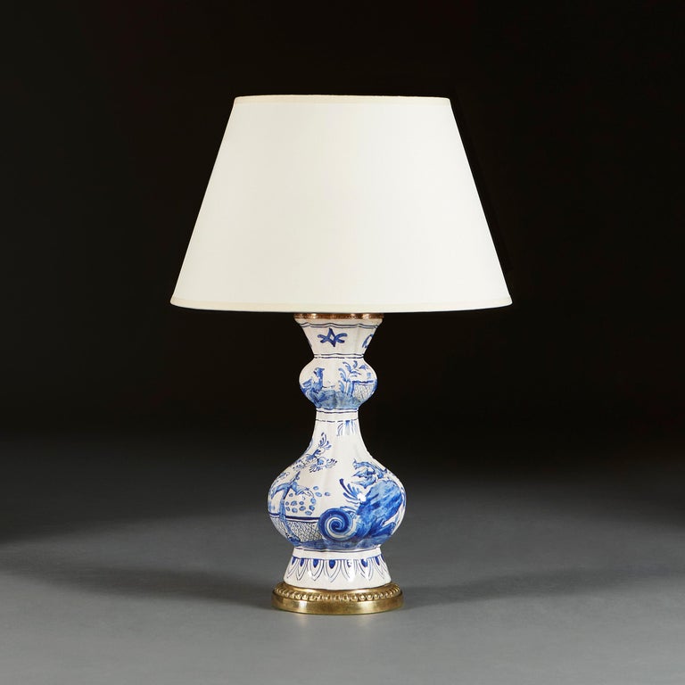 Blue and White Delft Lamp For Sale at 1stDibs