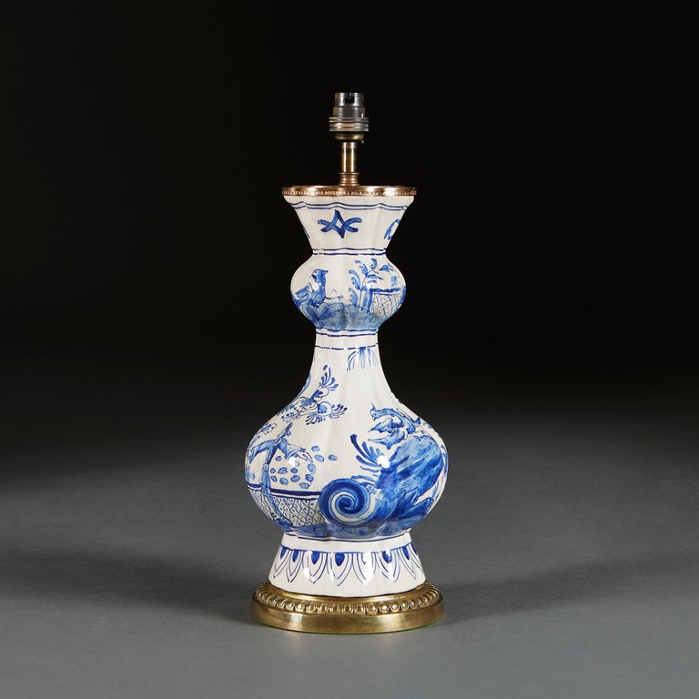 Blue and White Delft Lamp For Sale at 1stDibs