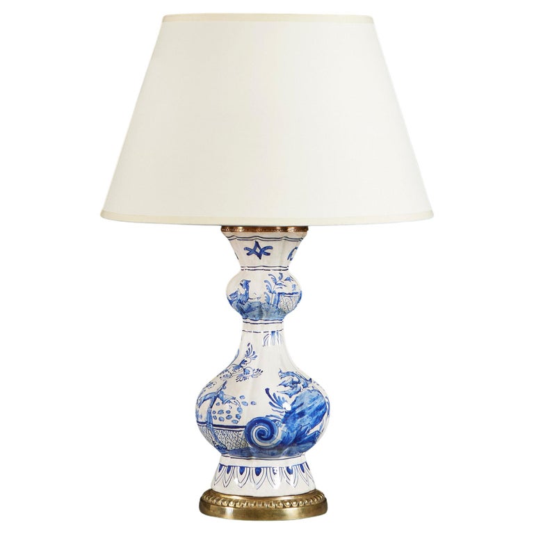 Blue and White Delft Lamp For Sale at 1stDibs