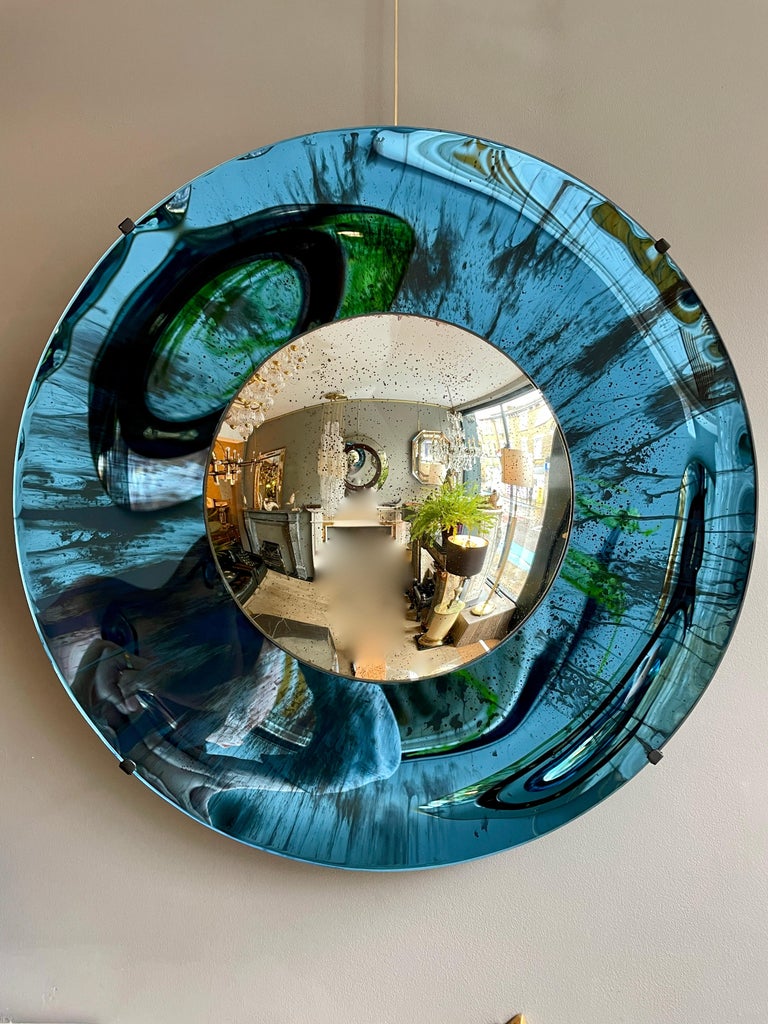 Blue Concave Mirror at 1stDibs