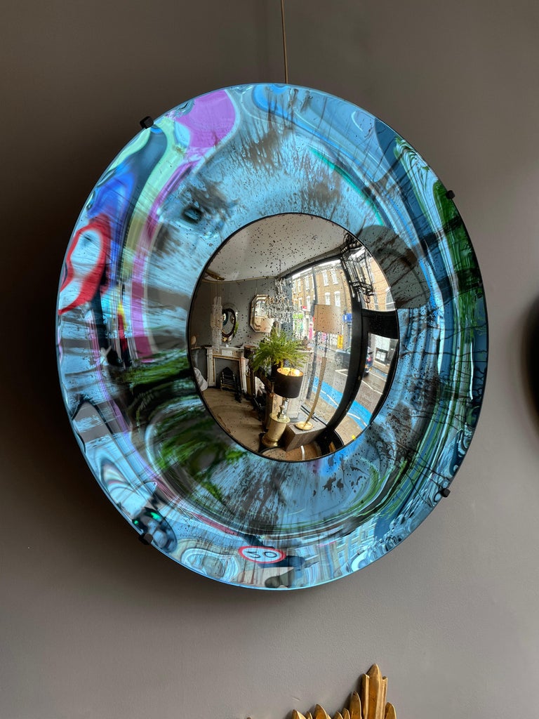 Blue Concave Mirror at 1stDibs