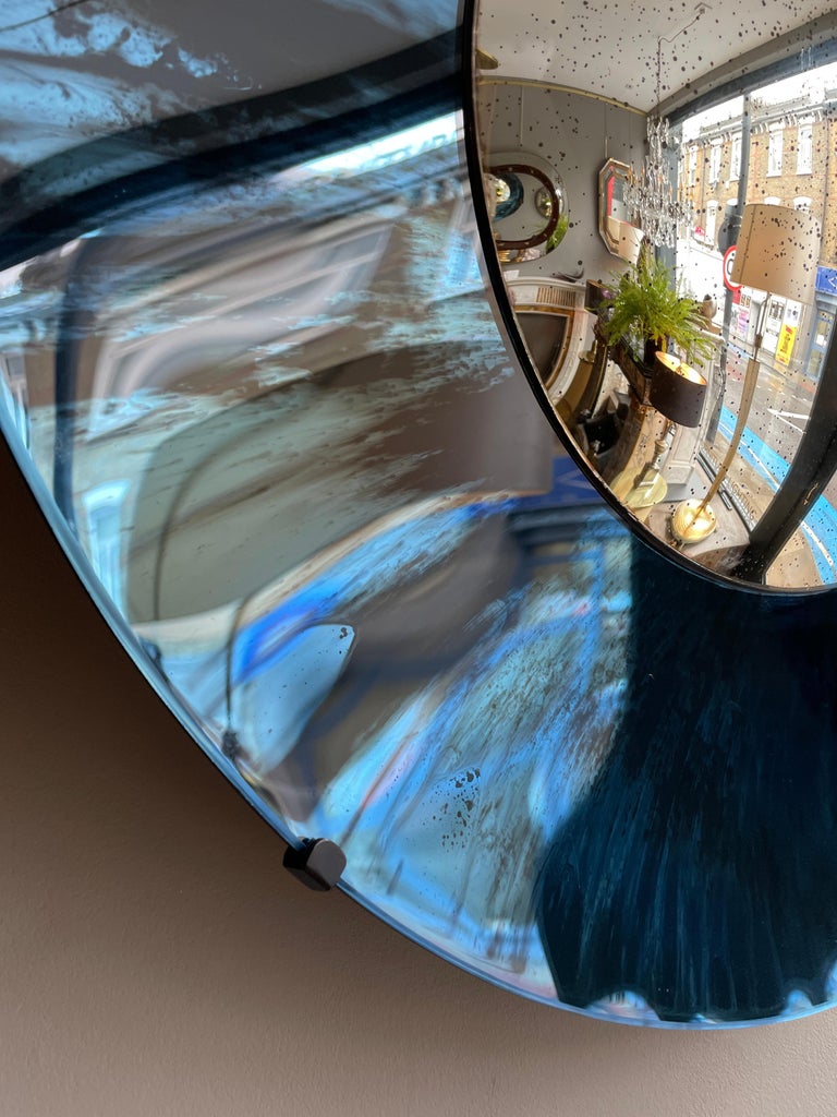 Blue Concave Mirror For Sale at 1stDibs