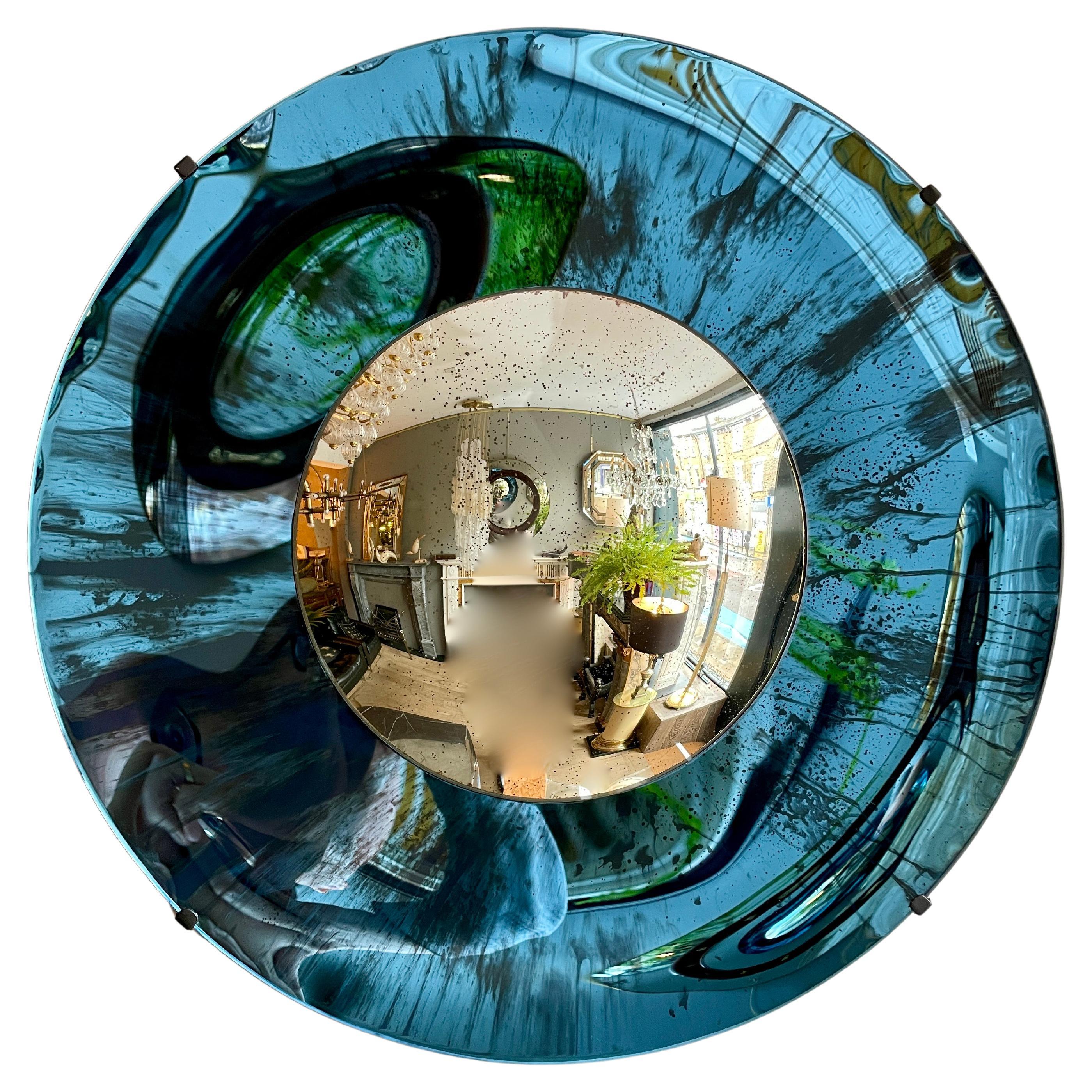 Blue Concave Mirror at 1stDibs