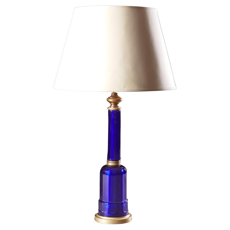 Blue Glass Column Lamp at 1stDibs