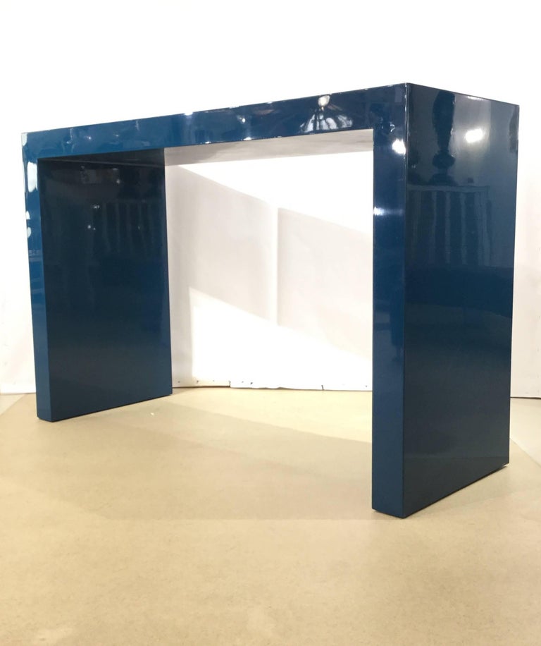 Blue Lacquered Console Table, circa 1970 at 1stDibs