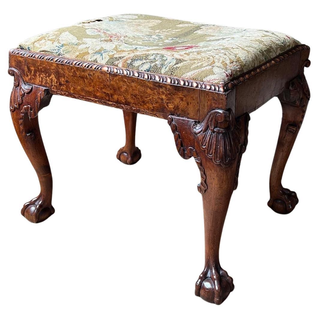 Georgian Irish Walnut Stool, Ornately Acanthus Leaf Carved Legs Lovely ...