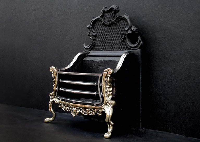 Brass and Steel Rococo Firegrate For Sale at 1stDibs