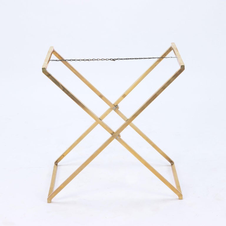 A brass butlers tray on stand of generous proportions C 1970. at 1stDibs