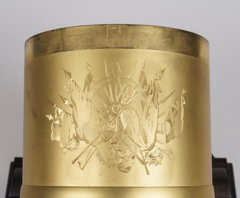 Brass Mantle Clock in the Shape of a Canon For Sale at 1stDibs