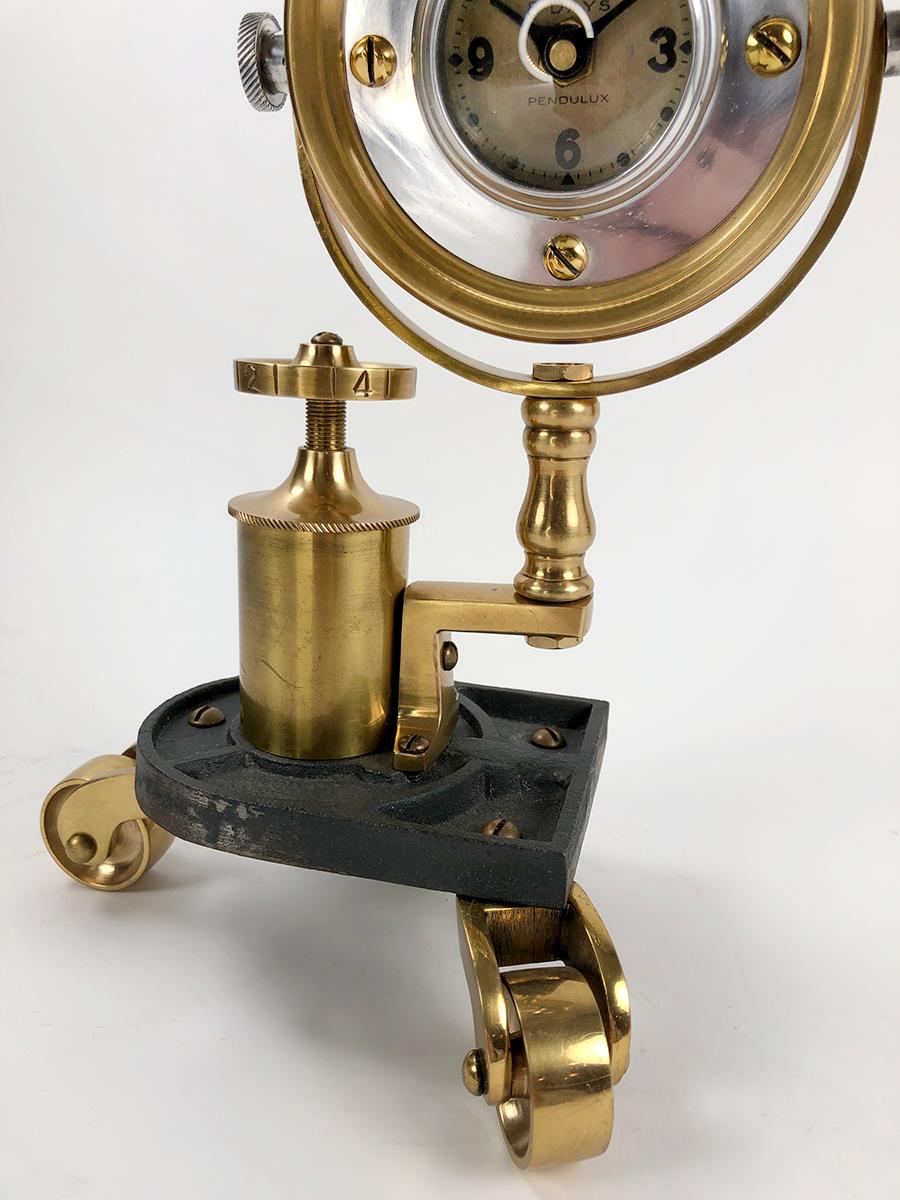 Brass Table Clock on Wheels at 1stDibs